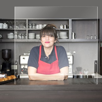 Large Acrylic Sneeze Guard Counter Shield with Optional Window ...